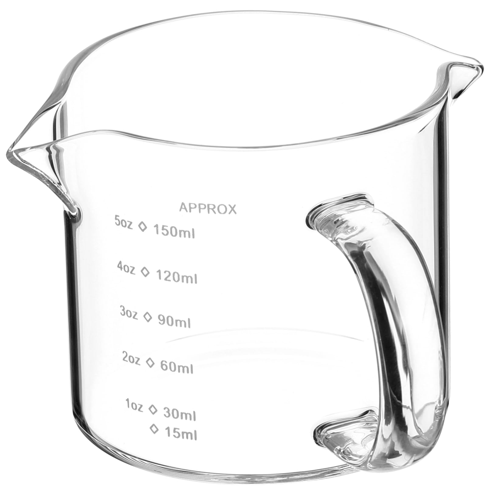 Mother's Day - Elegant 150ml Glass Creamer Pitcher - Espresso Milk Measuring Cup with Double Spouts - for Coffee - Tea - Maple Syrup - Transparent Serving Jug for Mom -