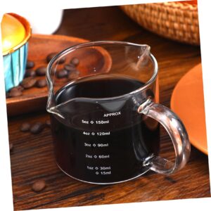 Mother's Day - Elegant 150ml Glass Creamer Pitcher - Espresso Milk Measuring Cup with Double Spouts - for Coffee - Tea - Maple Syrup - Transparent Serving Jug for Mom -