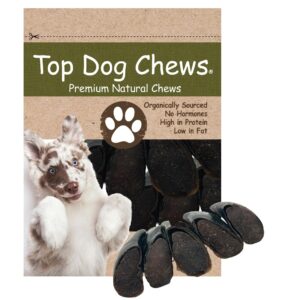 top dog chews - 5 pack of bully stick filled cow hooves dog treats. long lasting natural dog chews, great for aggressive chewers, (5 pack, bully stick)