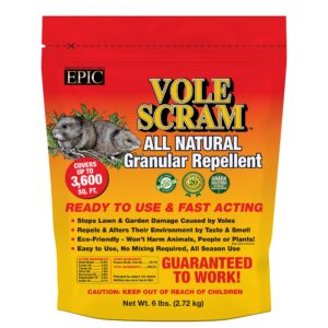 vole scram all natural granular repellent - all-natural, animal, people and pet safe granule from epic repellents (6 lb)