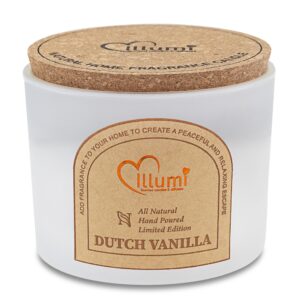 illumi scented candles | vanilla 10% pure concentrated oil scented candle | large 3 wick. 23 oz | burning time up to 70 hours | 100% natural soy wax | candles for home.