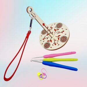 Multlife Portable Wrist Yarn Ball Holder & 3Pcs Crochet Hooks, Yarn Holder, Yarn Spinner, Yarn Holder for Crocheting, Crochet Yarn Holder, Yarn Ball Holder, Yarn Spinner for Crocheting (Red-B)