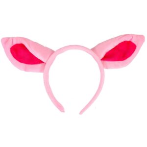 evermarket plush pig ears headband horns headband,halloween christmas festival theme party animal cosplay costume headwear (pig)