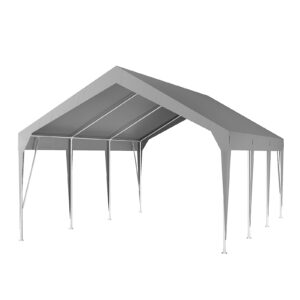 12'x20' carport heavy duty car canopy uv resistant waterproof portable garage for car, boat, party, storage shed (gray)