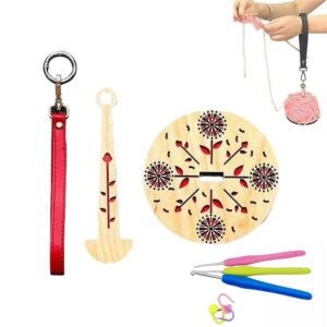 multlife portable wrist yarn ball holder & 3pcs crochet hooks, yarn holder, yarn spinner, yarn holder for crocheting, crochet yarn holder, yarn ball holder, yarn spinner for crocheting (red-b)