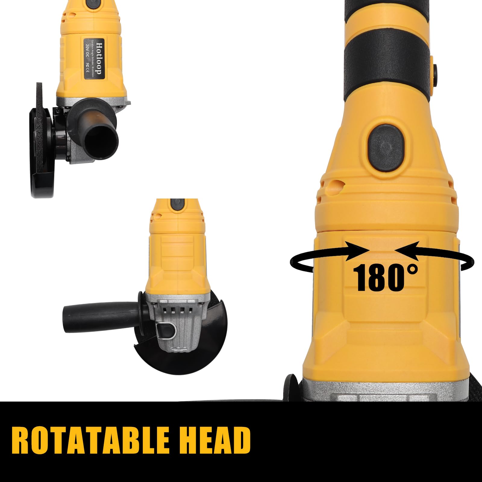 Angle Grinder Compatible with DeWalt 20V MAX Battery, Cordless Angle Grinder, 7000 RPM Brushless Motor, 3 PCS 4-1/2" Blades for Cutting, Griding, Polishing, etc. (Battery NOT Included)