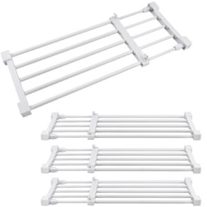 geetery 4 pcs closet tension shelf metal expandable closet shelf dividers adjustable diy shelf separators in closet tension rod storage rack for cabinet kitchen wardrobe (15''-21.65'' x 9.45'')