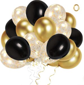 50pcs gold black balloons，12 inches latex gold silver black for birthday party baby shower graduation decorations.