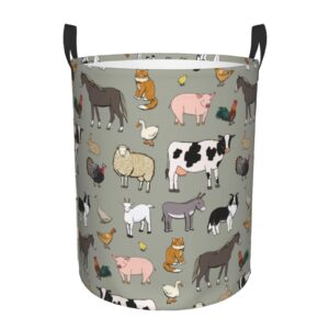 oacyit laundry basket farm animals laundry hamper waterproof idea hampers for laundry,large collapsible laundry baskets with handle suitable for bedroom bathroom utility room kitchen, medium