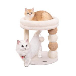 pawpalace small cat tree for indoor cats with large cozy plush top perch, natural sisal scratching posts for kittens and cats