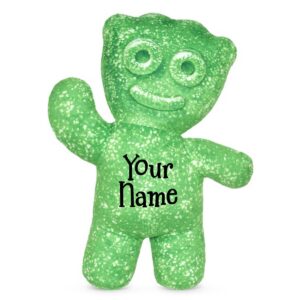 iscream sour patch kids personalized embossed candy character shaped pillows - 16.75in x 12in (green spk)