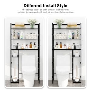 MallBoo Over The Toilet Storage, 5 Tier Bathroom Organizer Shelf, 31.5''W Toilet Rack with Adjustable Feet, Bathroom Rack for Restroom, Laundry, Balcony（Black）