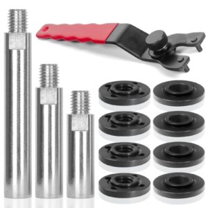 pomsare angle grinder extension shaft connecting rod, 12pcs angle grinder attachments with 5/8-11 thread, universal adjustable grinder spanner ​wrench, 4 sets of flange lock nut for grinder tool