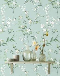 peel and stick wallpaper farmhouse wild floral peel and stick wallpaper french peel and stick wallpaper blue wallpaper for bedroom stick on wallpaper cabinets contact paper (soft blue, 17.7" x 78.74")