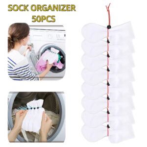 Awsxuoor 50Pcs Sock Clips for Laundry - Amazing Sock Clip for Washing Socks -Your Socks Laundry Sock Holder Sock Tie Clips Sock Organizer for Washing Machine and Dryer with The Sock Laundry Organizer