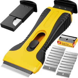 rerdeim razor blade scraper tool with 20pcs extra blades, razor scraper for cleaning glass,stove top, cooktop, window, oven, paint, sticker, tile, non scratch