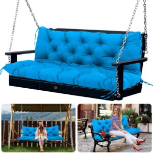 porch swing cushions waterproof outdoor swing cushions 3 seater replacement with backrest thicken 5" swing bench cushions replacement for outdoor furniture patio lawn garden (lake blue 60x40x5inch)