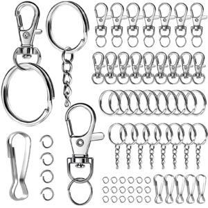 leobro 145pcs key chain rings and keychain clips for keychains, lobster claw clasps and key rings, keychain accessories, bulk lanyard clips keychain rings keychain clips for crafts, keychain