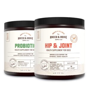 rocco & roxie dog glucosamine hip and joint & probiotic supplements bundle