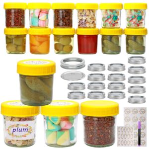 brajttt small mason jars 5 oz, mini canning jar,16 pack small glass jars with regular lids, ideal for jelly, jam, honey, dessert, spice