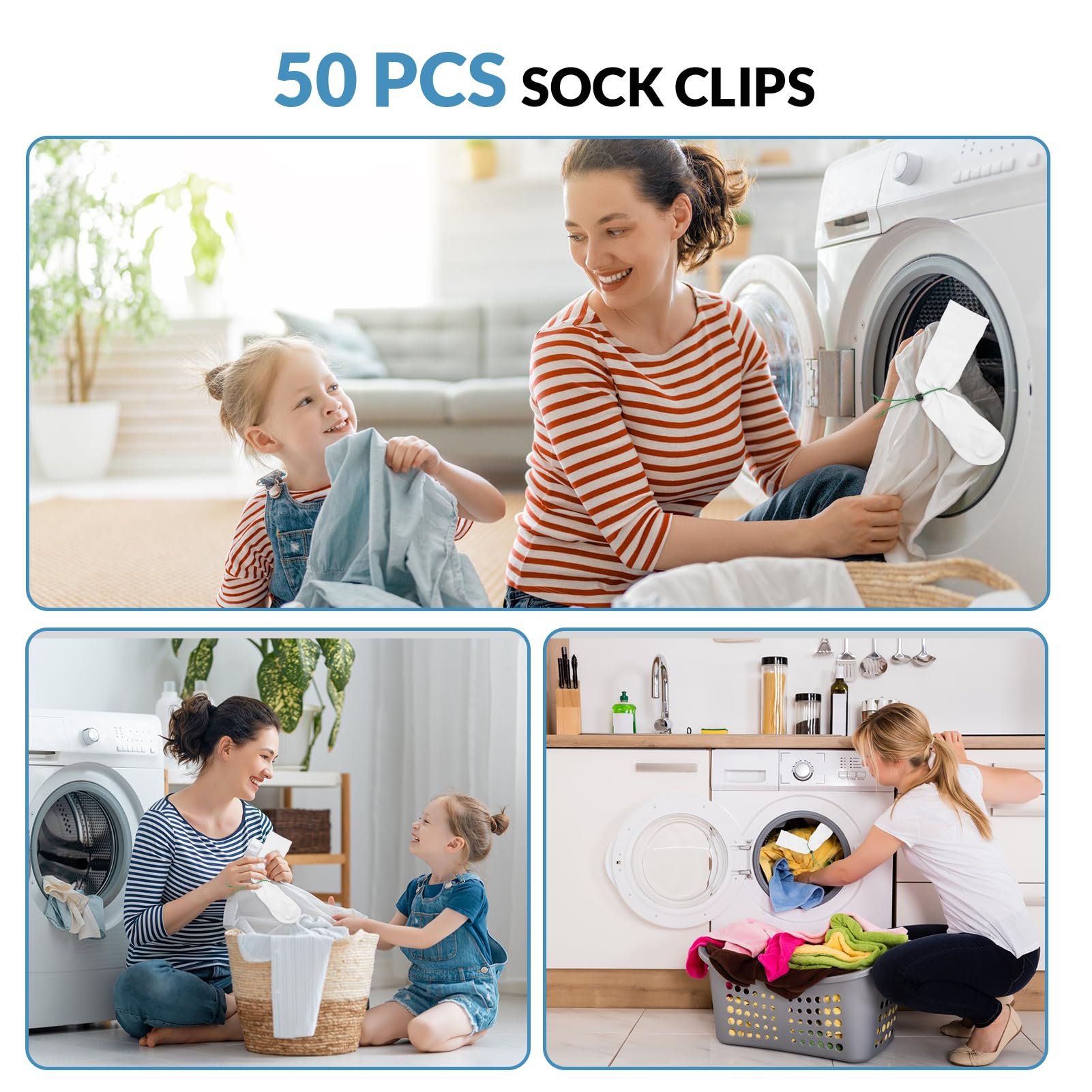 Awsxuoor 50Pcs Sock Clips for Laundry - Amazing Sock Clip for Washing Socks -Your Socks Laundry Sock Holder Sock Tie Clips Sock Organizer for Washing Machine and Dryer with The Sock Laundry Organizer