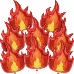 katchon, red fire balloons for fire decorations - 28 inch, pack of 8 | flame balloons for fire party decorations | fire balloons flames for firefighter party decorations, fire birthday decorations