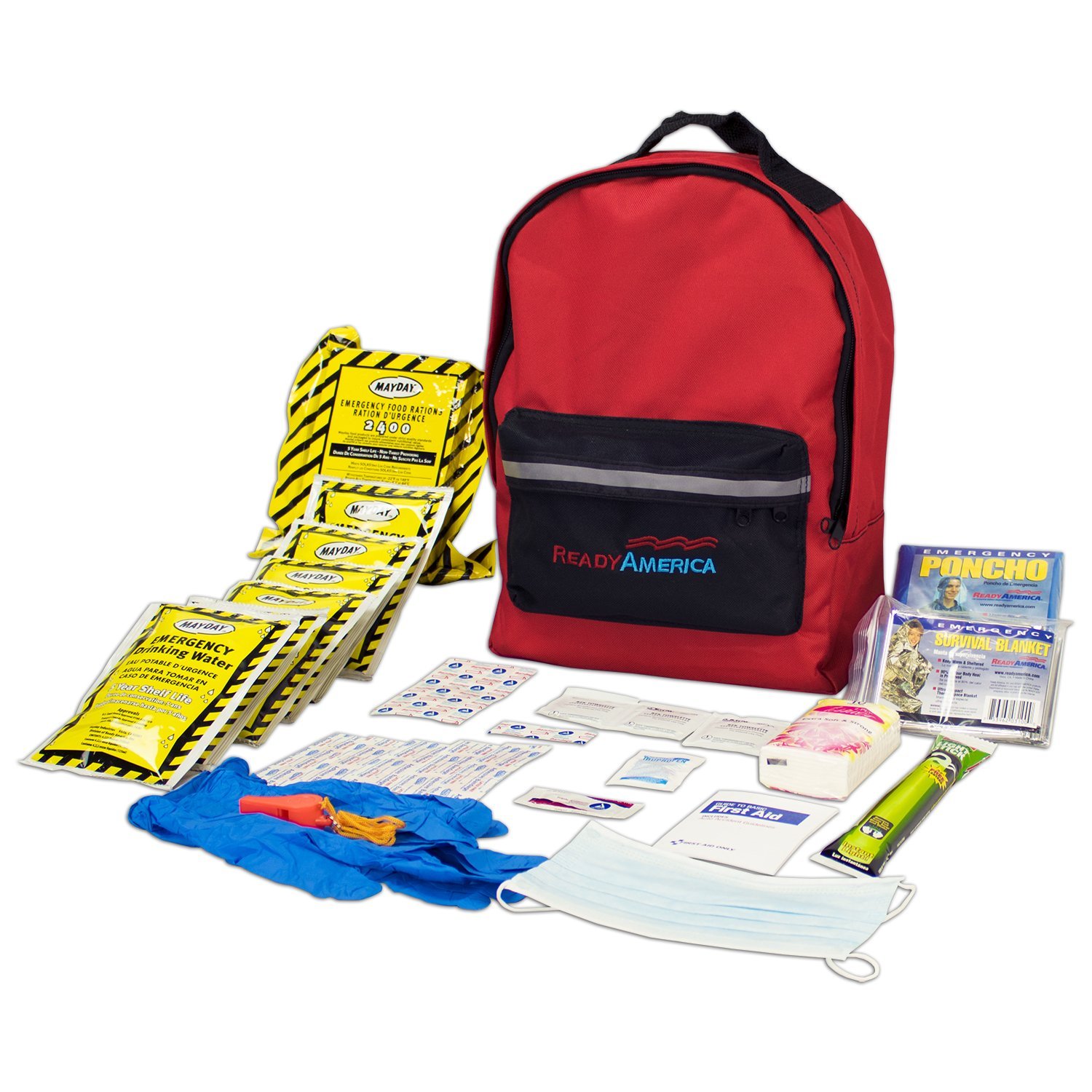 Ready America 72 Hour Emergency Kit, 1-Person, 3-Day Backpack, Includes First Aid Kit & Datrex Emergency Water Packet 4.227 oz - 3 Day/72 Hour Supply (18 Packs), White