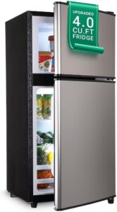 rosmena mini fridge, 4.0 cu.ft apartment size refrigerator, samll refrigerator, dorm fridges with freezer for apartment, office, kitchen, dorm, compact refrigerator with 7 temperature modes