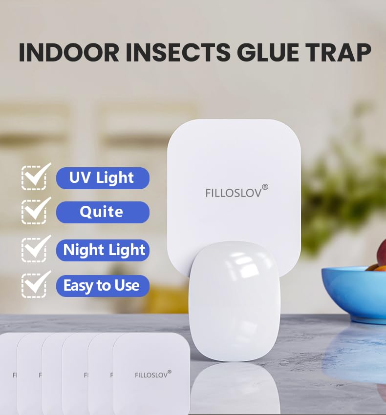 2 Pack Fly Insect Trap Plug & Mosquito Killer with Night Light & UV Attractant - Indoor Fruit Fly Traps for Gnat Moth- Fly Catcher Perfect for Home & Office,White ﻿DYT-M7