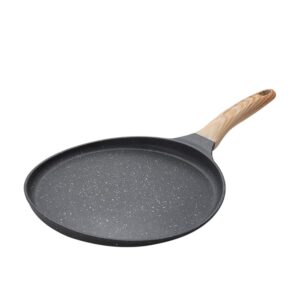 unoschrim crepe pan 9.5-inch, pancake pan, nonstick frying pan with detachable handle, granite coating flat pancake pan, perfect for corn pancake, omelette, steak, and more, all stove compatible