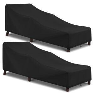 arcedo waterproof outdoor chaise lounge covers, patio lounge chair covers 2 pack, outdoor patio furniture cover for poolside beach, all weather protection, 68" x 30" x 26" h, black