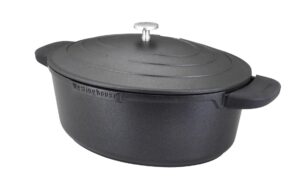 westinghouse roaster with lid, 12.5 inches, black, cast aluminum, kitchen, kitchen accessories