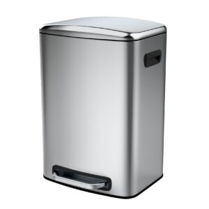 ufurpie rectangular 13 gallon trash can with foot pedal, kitchen stainless steel thickened trash can with soft close lid, 50l large garbage can perfect for bedroom, living room, bathroom, office