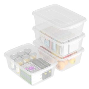 Quickquick 14 Quart Clear Plastic Storage Bin, Plastic Latching Containers with Lids, 4 Packs