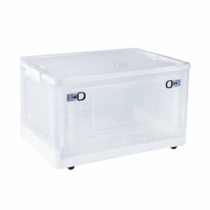 stackable storage bins, 48.7 qt closet organizers and storage, collapsible clear storage bins with lids and wheels for bedroom toy storage bins pantry storage organizer bins