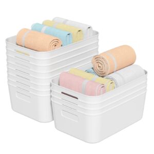 quickquick 12 packs plastic pantry organizing bins, cupboard organization box, white