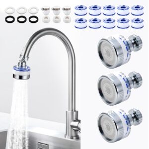 3 pack sink water filter faucet, universal 360 ° rotating kitchen faucet water purifier, bathroom faucet filter removes chlorine fluoride heavy metals hard water for home kitchen & bathroom