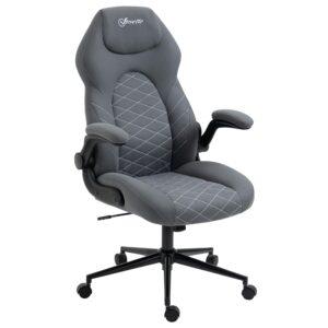 vinsetto gaming chair with flip up arm, high back desk computer chair, gamer chair with adjustable height and swivel wheel, dark gray