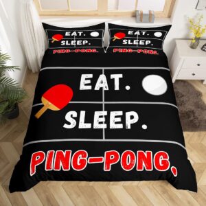 feelyou kids ping pong duvet cover cool sport theme bedding set for boys teens eat sleep ping pong decor comforter cover set ball games quilt cover room 2pcs twin size,zipper