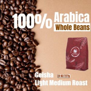 HALI Whole bean Coffee Beans Espresso Beans Whole Geisha Coffee Beans Light Medium Roast Ethiopia Coffee Floral Citrus Sweet Flavor Notes Freshly Roasted Coffee Beans Whole , Ethiopia Gesha 8 Ounce 8oz Pack