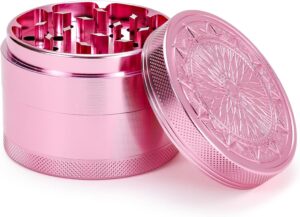 vickydge 2.5 inch grinder - large kitchen grinder with exquisite pattern, pink