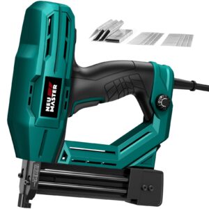 neu master electric nail gun, 2 in 1 staple gun for diy, woodworking with 800pcs 18 gauge nails &1/4'' narrow crown staples 200pcs