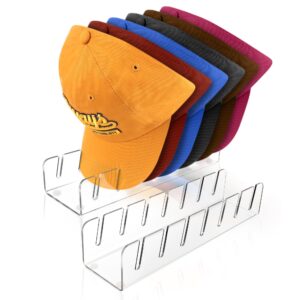 taoceexi hat stand for baseball caps display hat holder organizer，no install rack acrylic hat storage for 14 baseball caps closet cowboy （2 pack ）