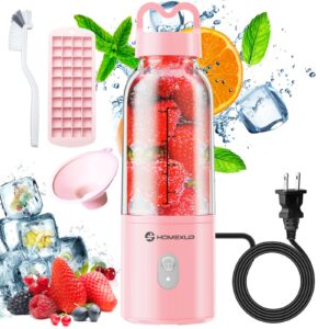 portable personal blender 17 oz/500 ml juicer, 175w personal size blender, ideal for smoothies, ice blending, juicing, and food processing, compact, convenient, and versatile (pink)