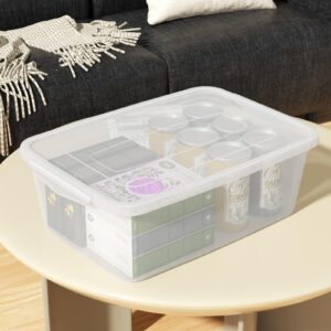 Quickquick 14 Quart Clear Plastic Storage Bin, Plastic Latching Containers with Lids, 4 Packs