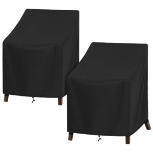 sunpatio outdoor chair covers waterproof, 2 pack patio chair covers with windproof straps, outdoor patio furniture covers all weather protection, 29" x 30" x 36", black