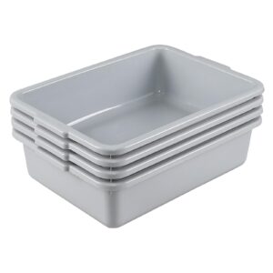 hayixia 4-pack 13 l commercial bus tub box, plastic dish pan tub, grey