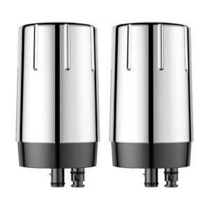 2-pack water filter replacement for brita faucet filtration system, bpa-free, nsf certified to reduce chlorine and lead, replace on-tap faucet mount water filter, chrome