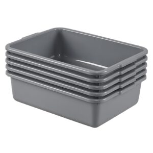 fabnati 5-pack 8 l commercial bus box tub, small dish bus tubs, grey