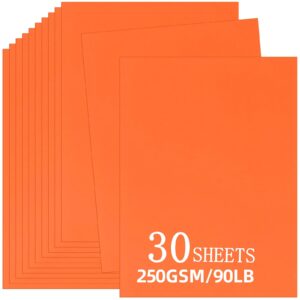 30 sheets orange cardstock 8.5'' x 11'', 250gsm/90lb heavyweight cover cardstock paper, thick and smooth a4 card stock perfect for invitations, menus, diy cards, arts and crafts